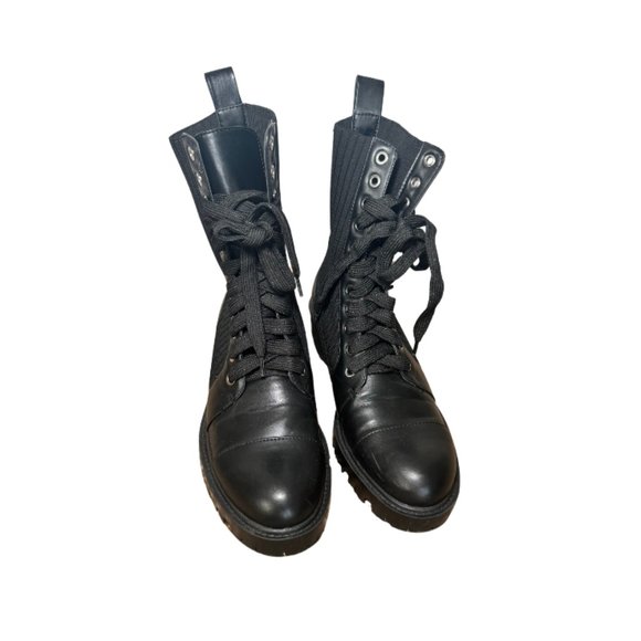 Zara | Shoes | Zara Black Vegan Combat Boots With Ribbed Detail Size 39 ...